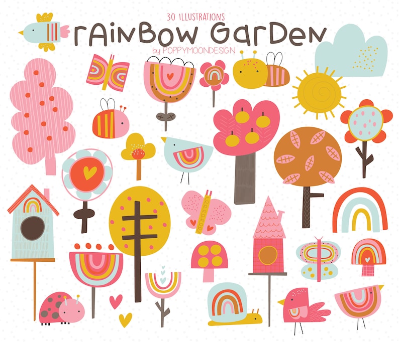 Rainbow Garden Rainbows Digital Printable Clipart - Etsy