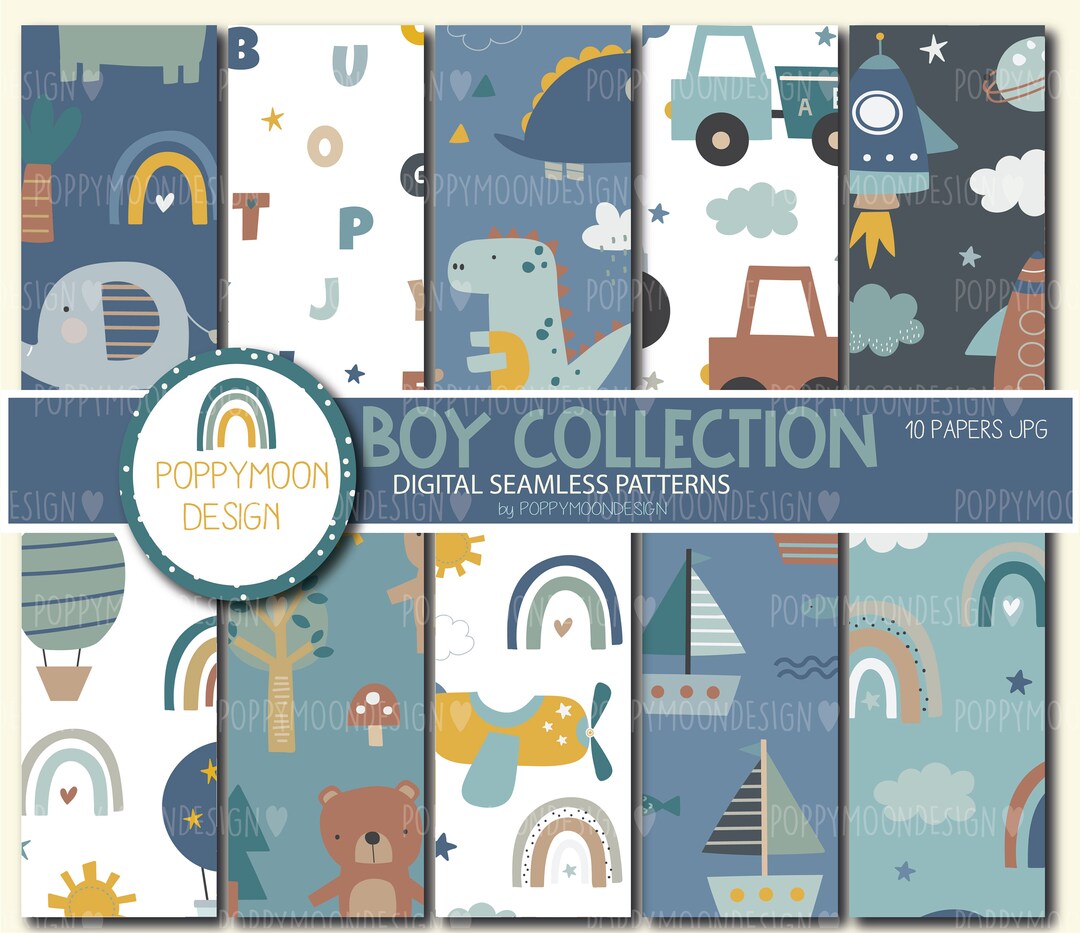 Boy Collection, Boys Toys, Printable Seamless Digital Paper Pack - Etsy