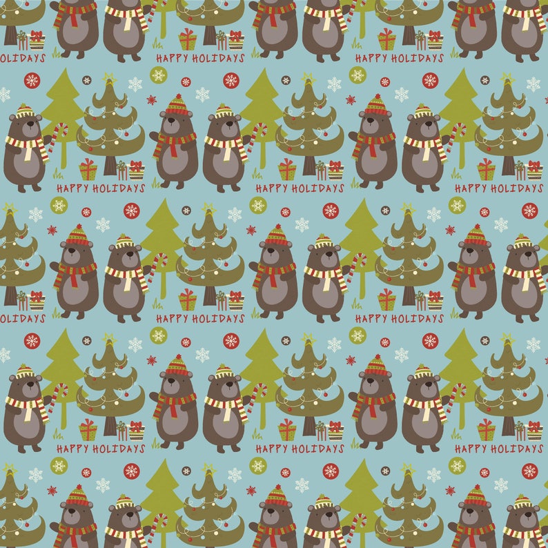 Christmas Forest Woodland Animals Printable Digital Paper | Etsy