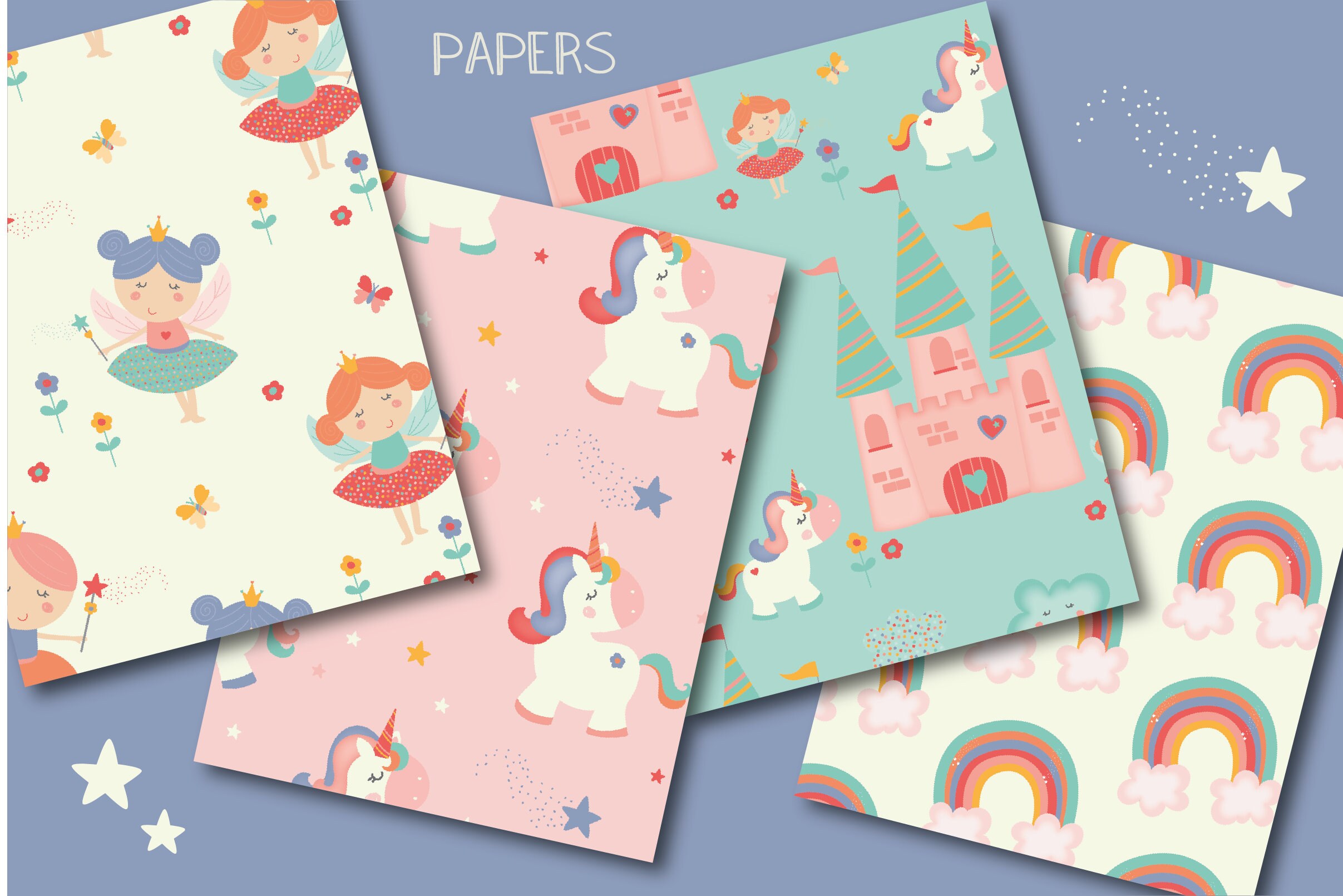 Fairies and Unicorns Magical Digital Paper Pack - Etsy