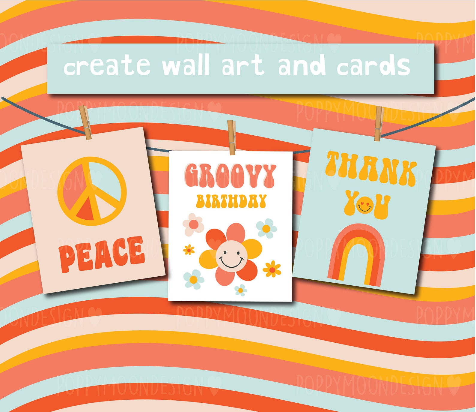 Groovy, Retro, Hippie, Flower Power, Digital Printable Clipart - Etsy