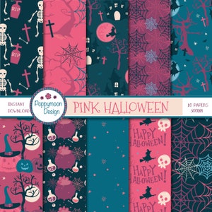 Pink Halloween, Printable Digital Paper Pack - Etsy