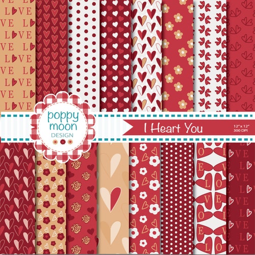 Sweet Valentine Digital Paper Pack - Etsy