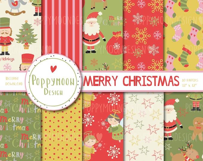 Winter Holiday, Christmas Papers, Printable Digital Paper Pack - Etsy