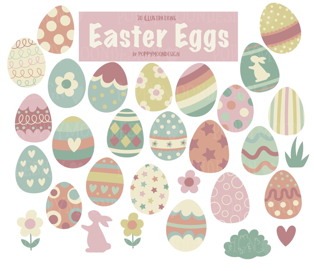 Easter Egg Clipart Bundle - Digital Art Set - Etsy