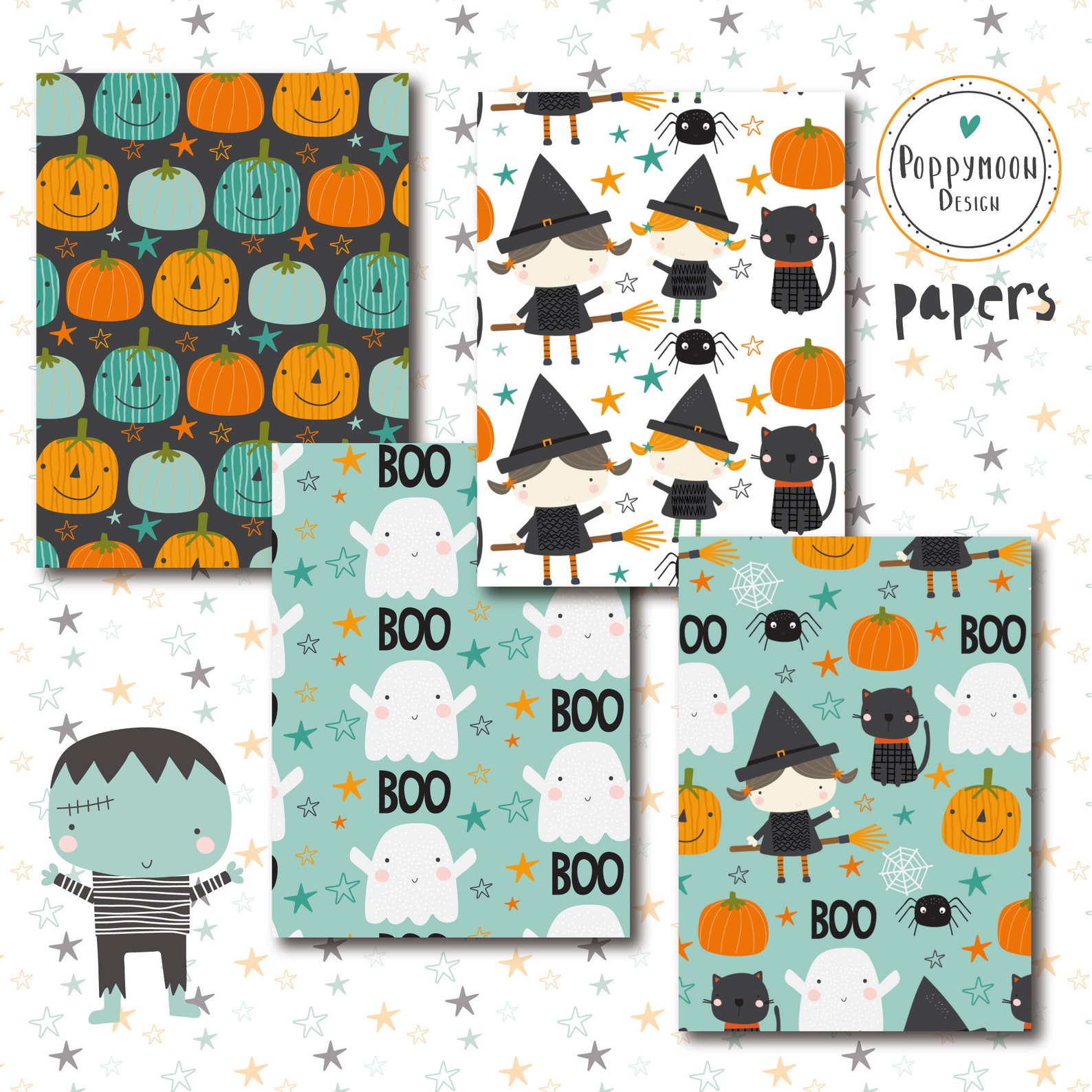 Halloween Fun Spooky Holiday Printable Digital Paper Pack - Etsy