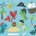 Dino Pirates, Dinosaurs,digital Clipart Set - Etsy