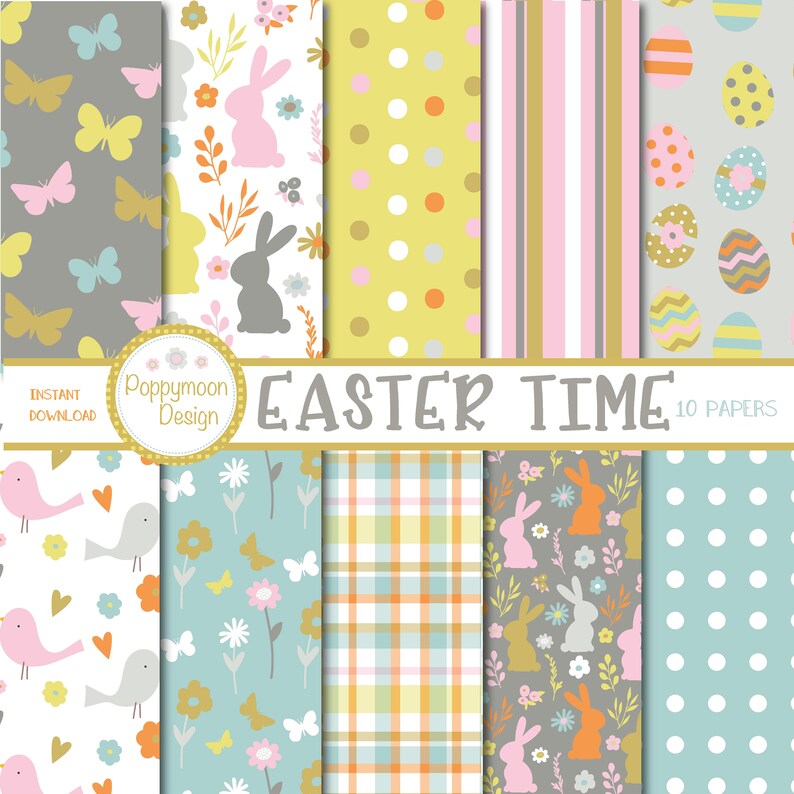 Easter Time, Digital Paper Pack - Etsy