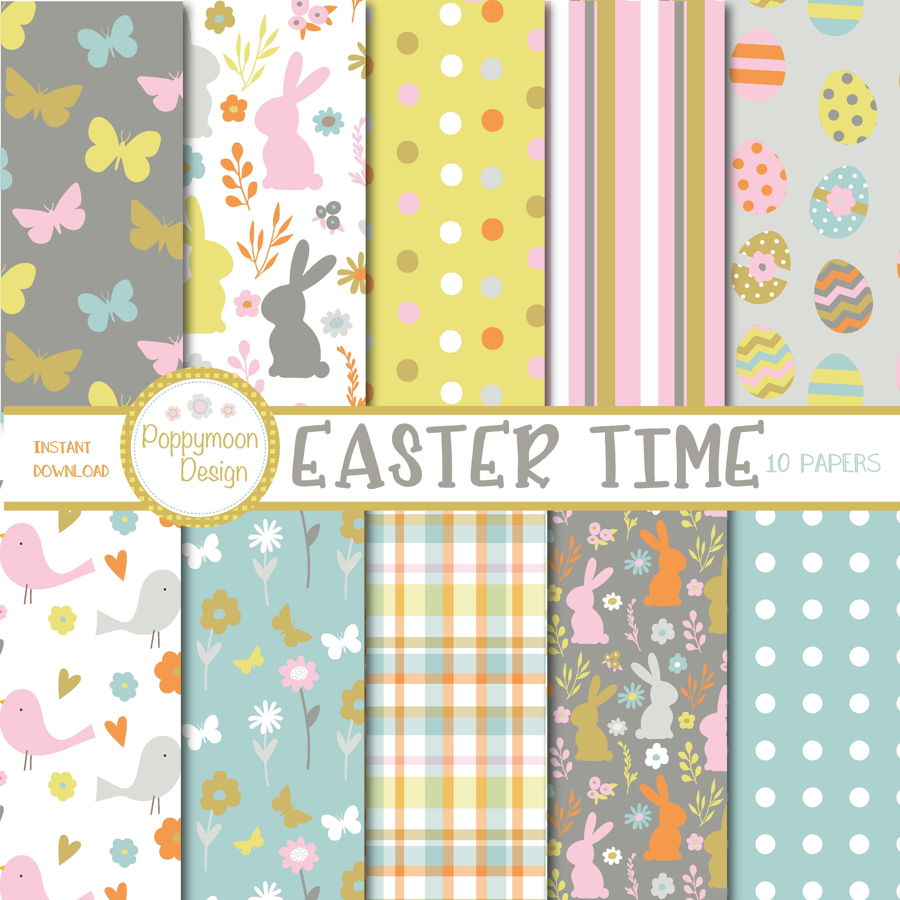 Easter Time, Digital Paper Pack - Etsy