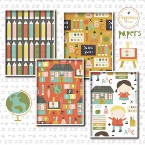 School, Education Pattern, Printable Digital Paper Pack - Etsy