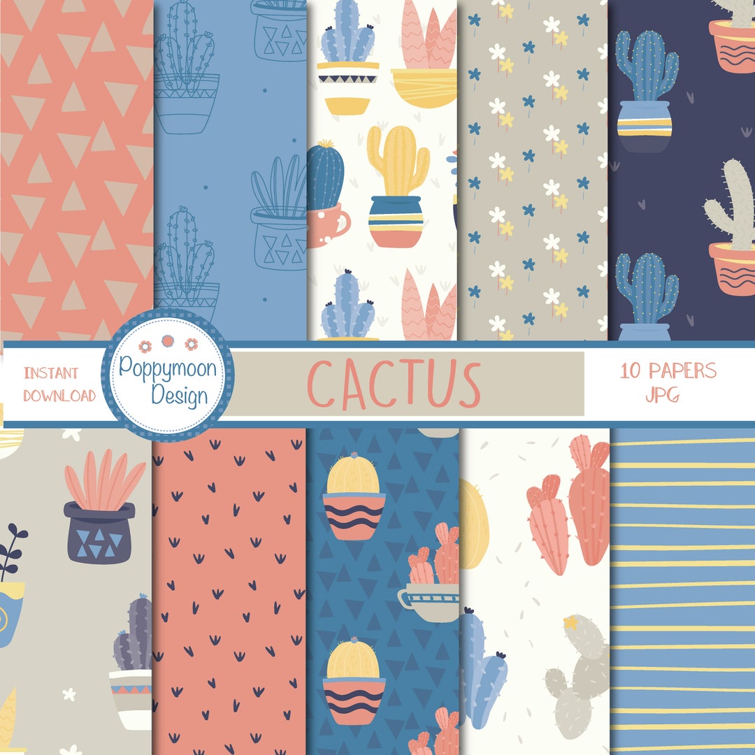 Cactus, Printable Digital Paper Set - Etsy