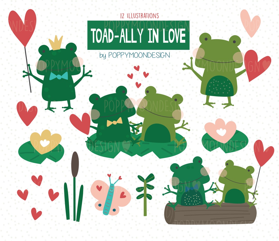 Toad-ally in Love, Frog, Toads Love, Digital Printable Clipart - Etsy