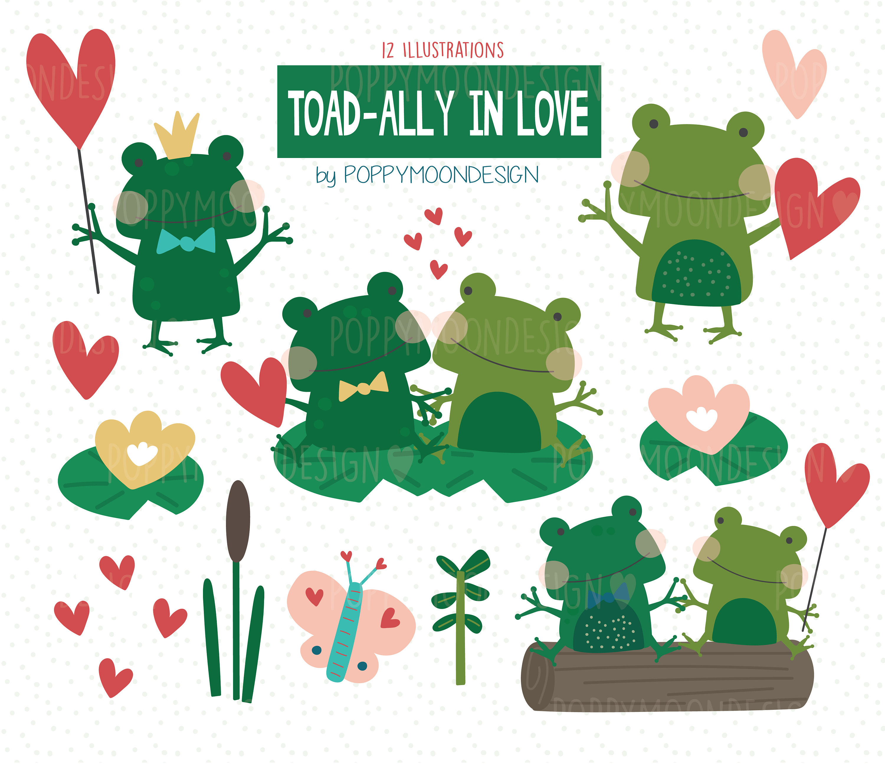 Toad-ally in Love Frog Toads Love Digital Printable Clipart - Etsy