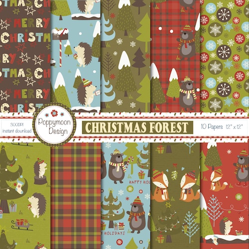 Christmas Time Traditional Woodland Printable Digital - Etsy