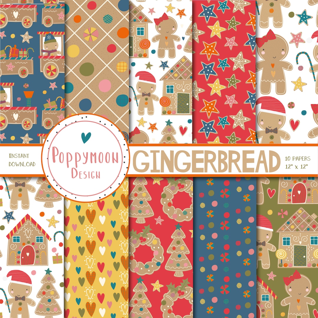 Gingerbread, Christmas, Festive, Printable Digital Paper Pack - Etsy