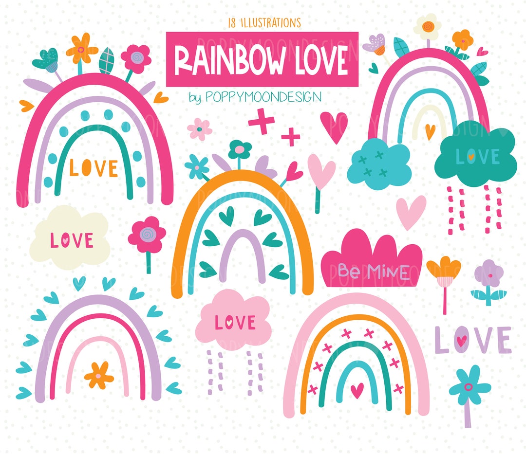 Rainbow Love, Love, Digital Printable Clipart - Etsy