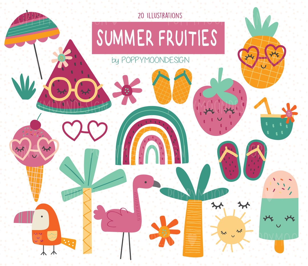 Summer Fruities, Summer, Digital Printable Clipart - Etsy