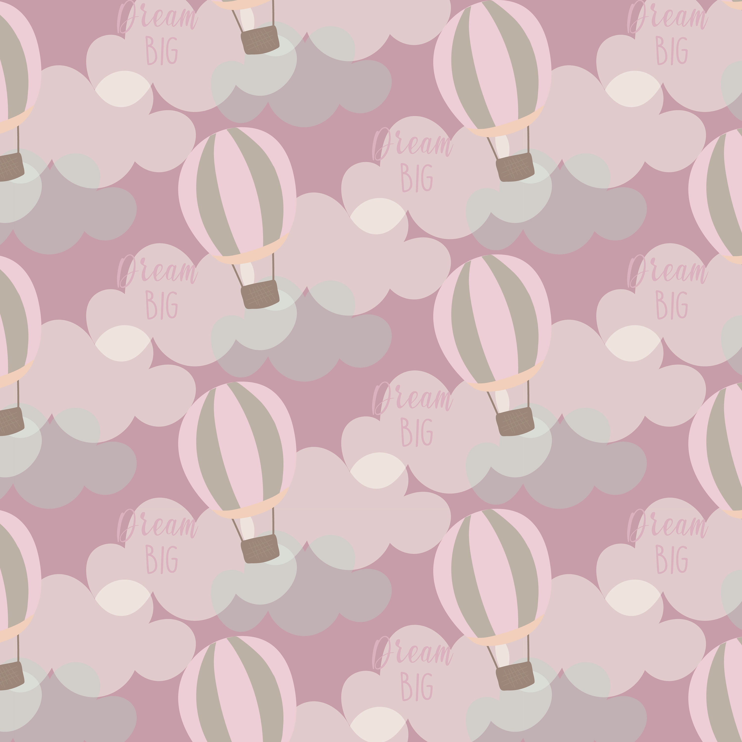 Up in the Air Girls Air Balloons Printable Digital Paper | Etsy