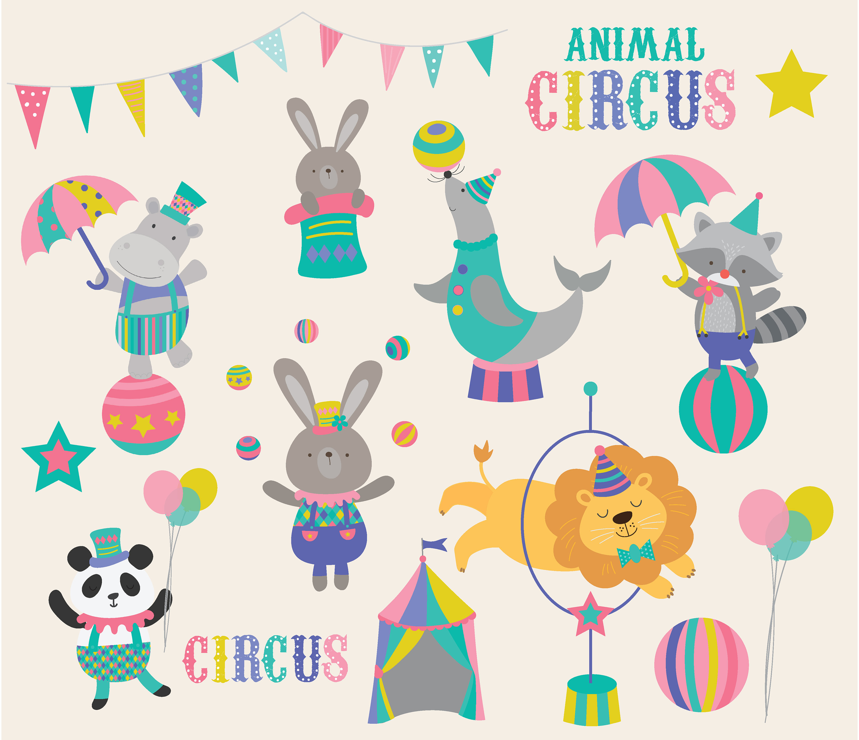 Animal Circus, Digital Clip Art Set - Etsy