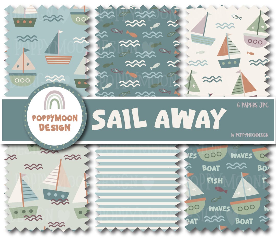 Ocean-inspired Pattern Set: Sail Away With Sailing Boats and Waves - Etsy