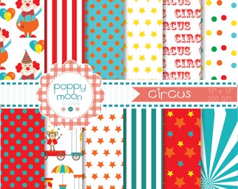 Circus Digital Paper | Etsy