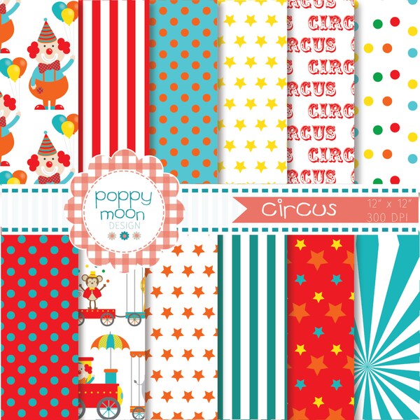 Digital Paper Circus - Etsy