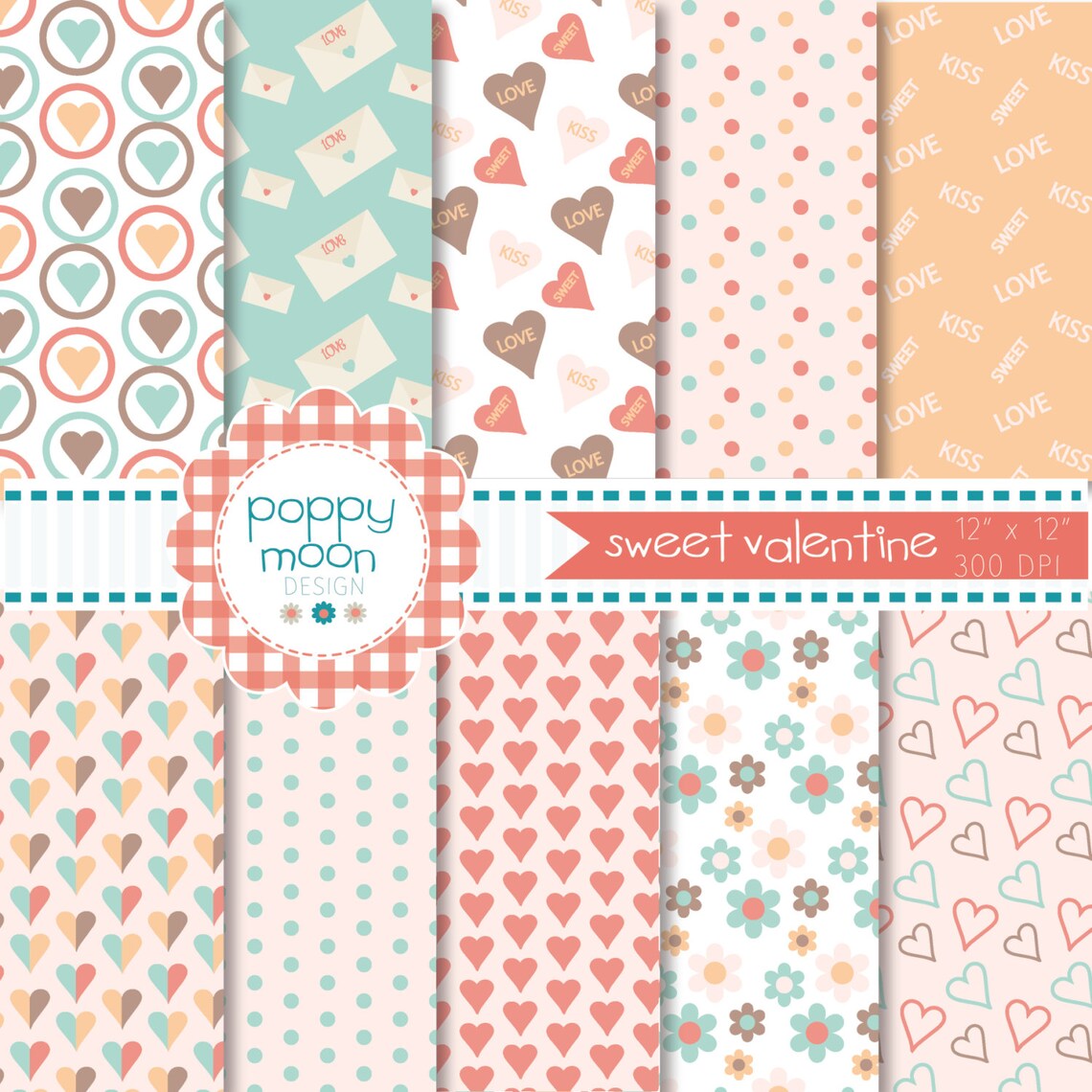 Sweet Valentine Digital Paper Pack - Etsy