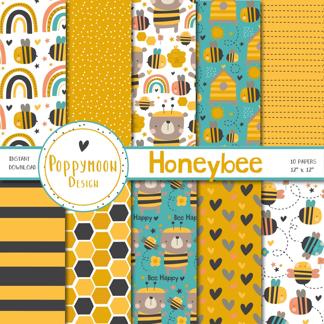 Honeybee, Garden, Printable Digital Paper Pack - Etsy