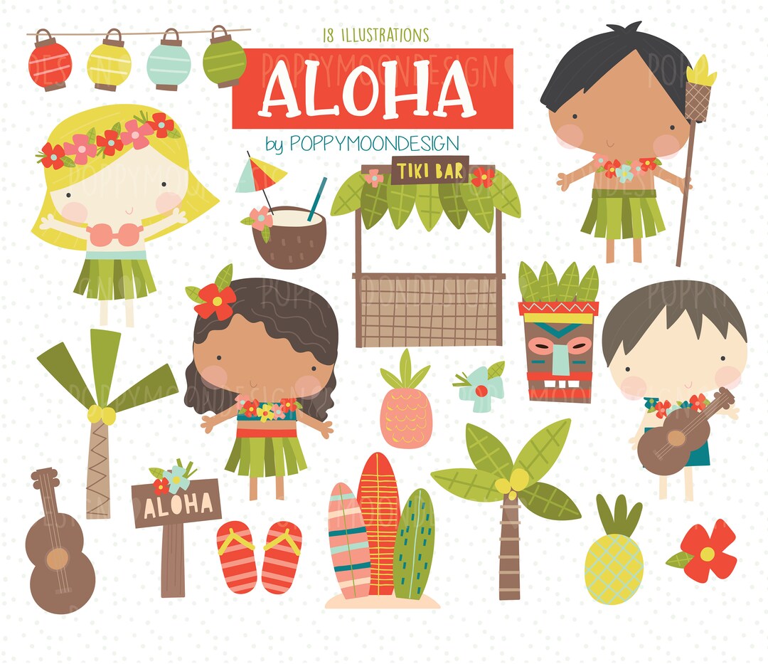 Aloha, Tropical, Digital Printable Clipart Set - Etsy UK