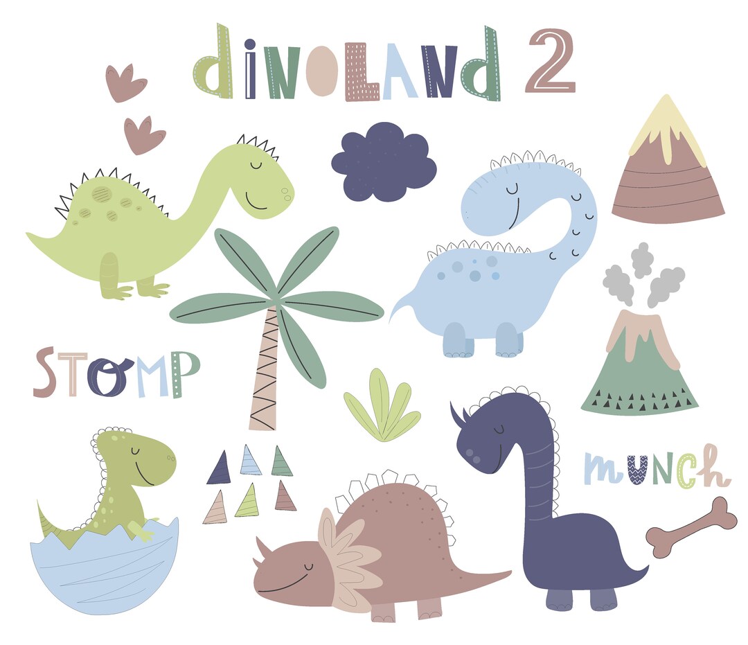 Dinoland,boy Dinosaurs,digital Clipart Set - Etsy
