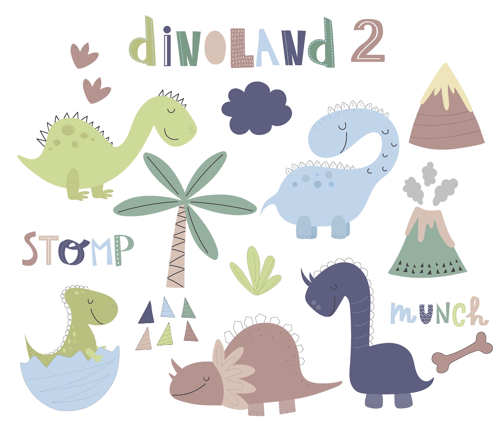 Dinoland,boy Dinosaurs,digital Clipart Set - Etsy