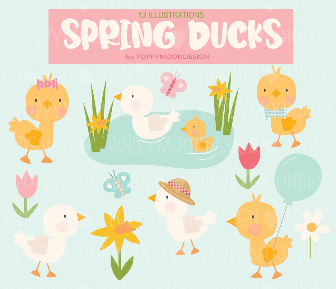 Spring Ducks, Easter, Digital Clipart Images - Etsy