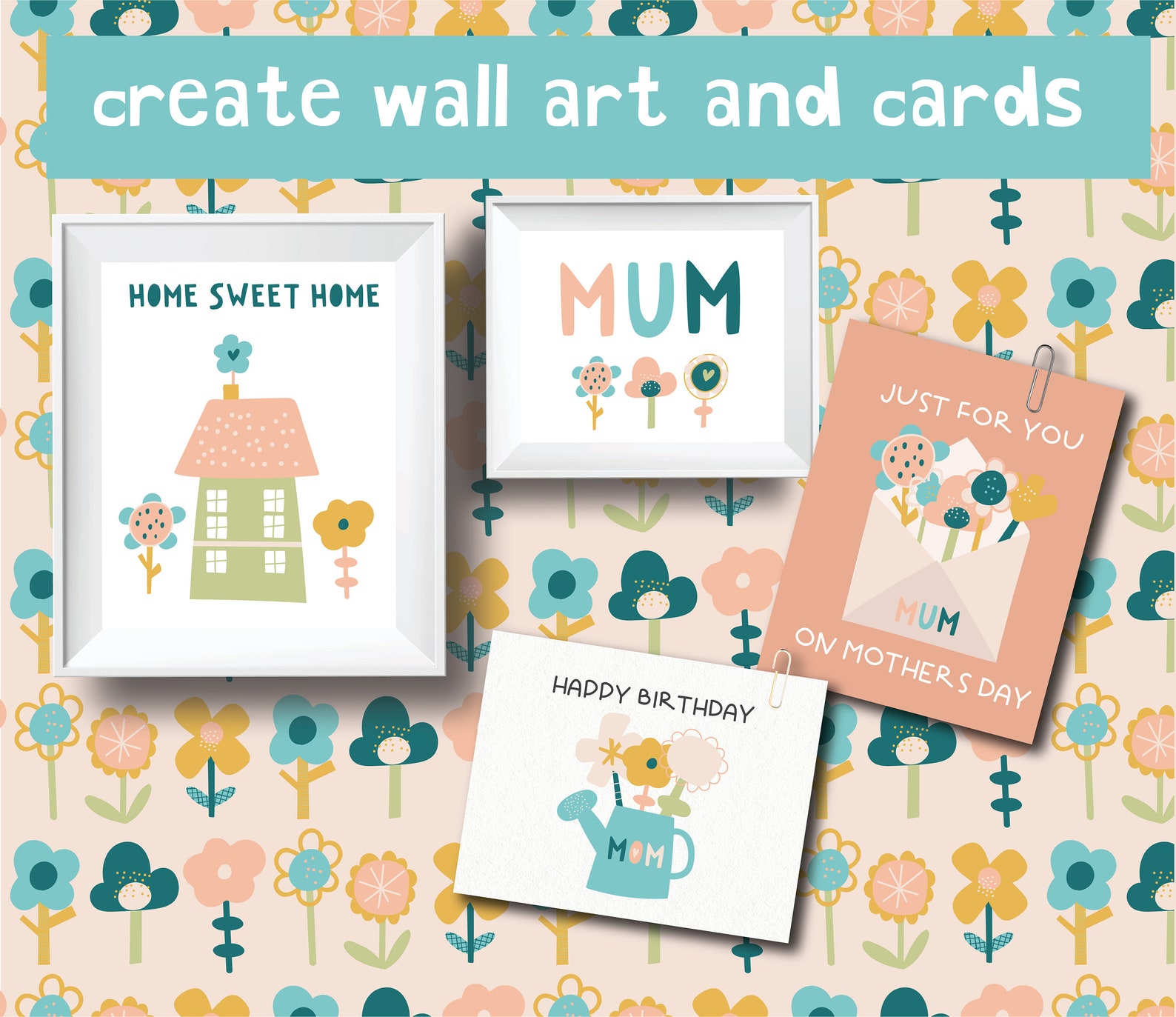 Mothers Day Birthday Mum Mom Digital Clip Art Set | Etsy UK