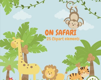 On Safari Jungle Animal Printable Digital Clipart Set - Etsy