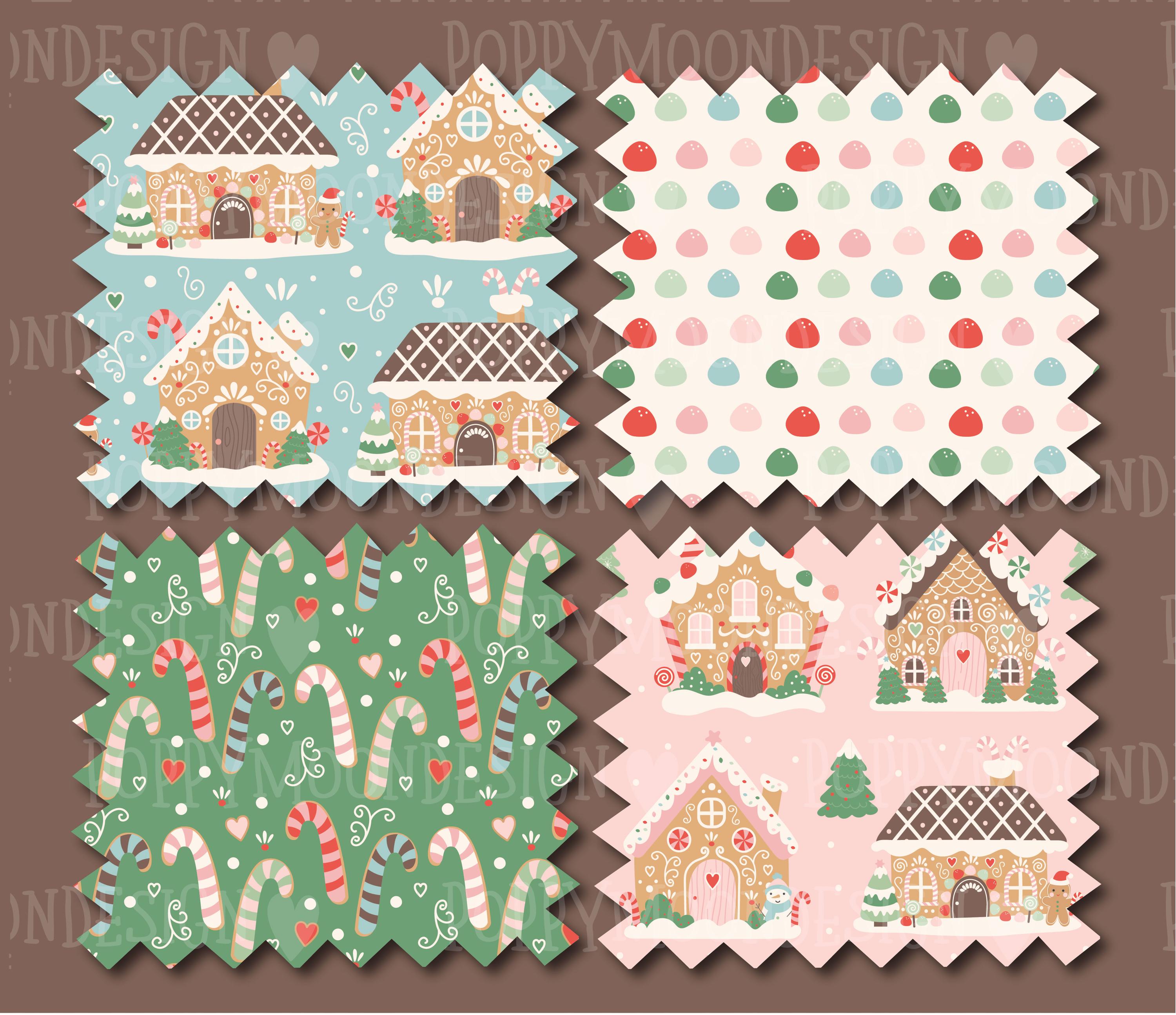 Sweet Holiday Digital Paper Set - Gingerbread, Trees and Candy - Etsy