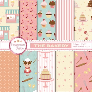 Bakery, Girl Chefs, Cakes, Digital Printable Paper Pack - Etsy