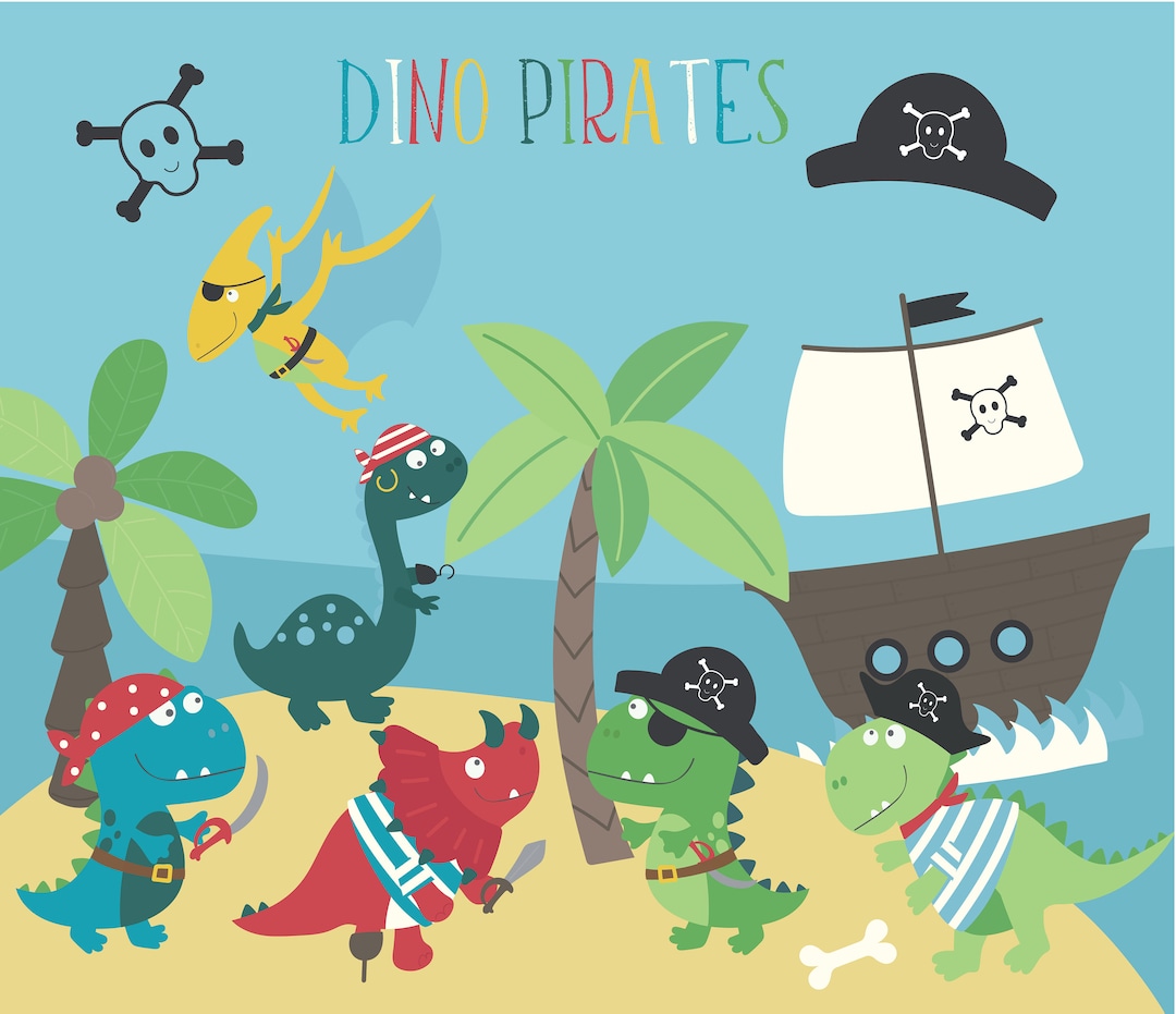 Dino Pirates, Dinosaurs,digital Clipart Set - Etsy
