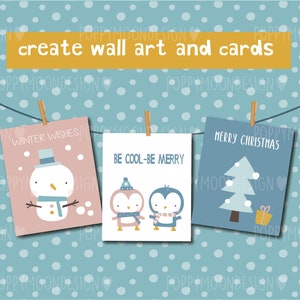 Winter Penguins, Holiday, Christmas, Digital Printable Clipart - Etsy