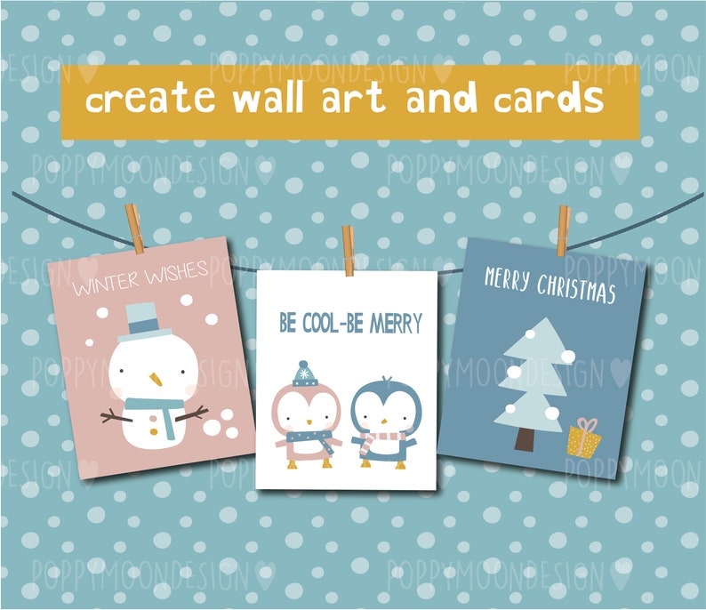 Winter Penguins Holiday Christmas Digital Printable Clipart - Etsy