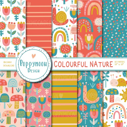 Insects Bugs Colourful Printable Digital Paper Pack | Etsy