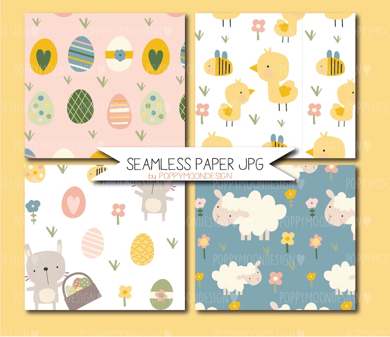 Easter Time, Pastel Spring, Printable Seamless Digital Paper Pack - Etsy