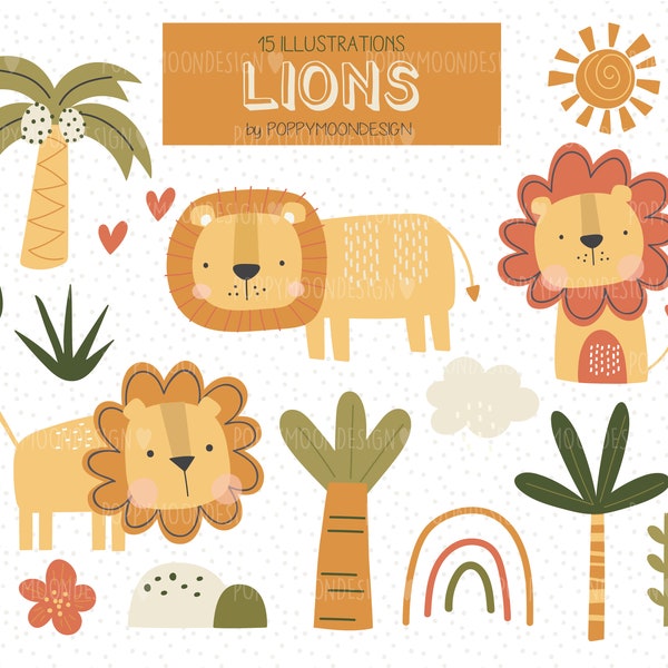 Lion Clipart - Etsy