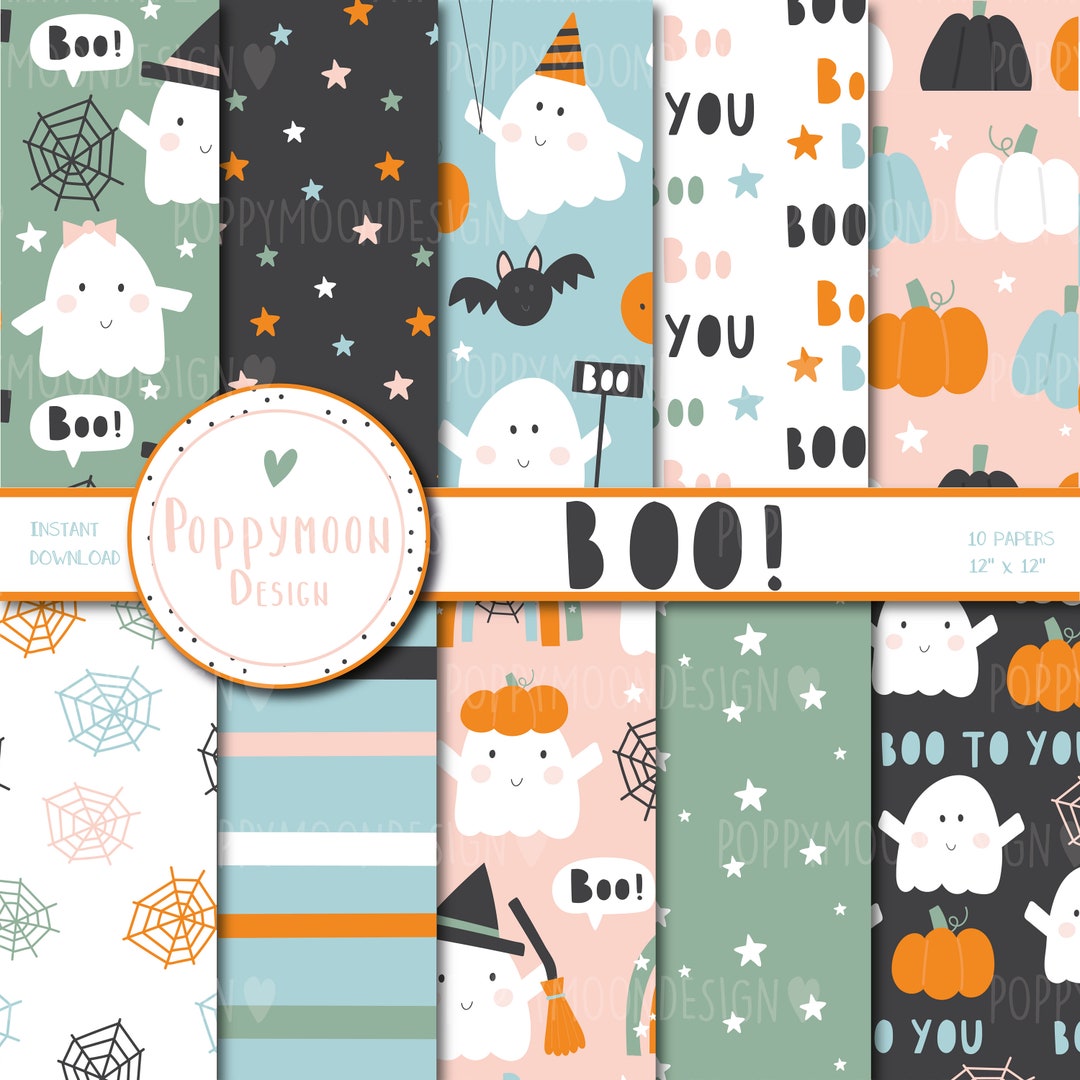 BOO!, Halloween, Spooky, Ghosts, Printable Digital Paper Pack - Etsy