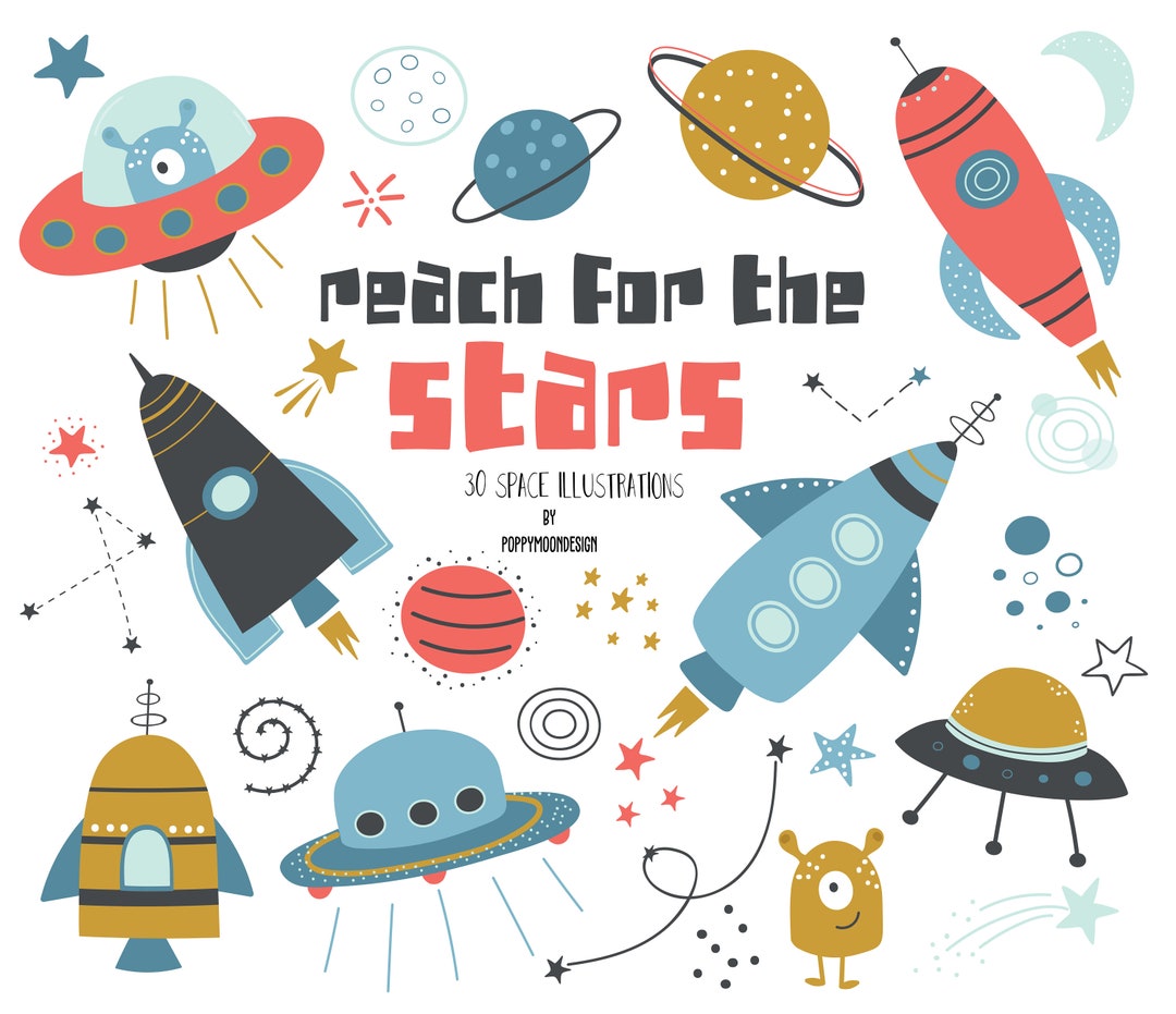 Reach for the Stars, Planets and Spaceships, Colourful , Printable ...