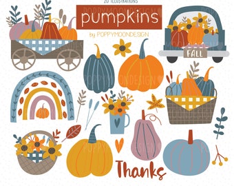 Pumpkins Fall/autumn Digital Printable Clipart - Etsy
