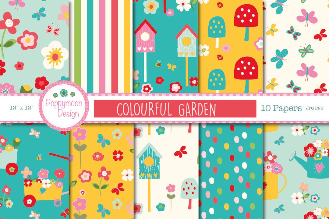 Colourful Garden,spring, Digital Paper Pack - Etsy