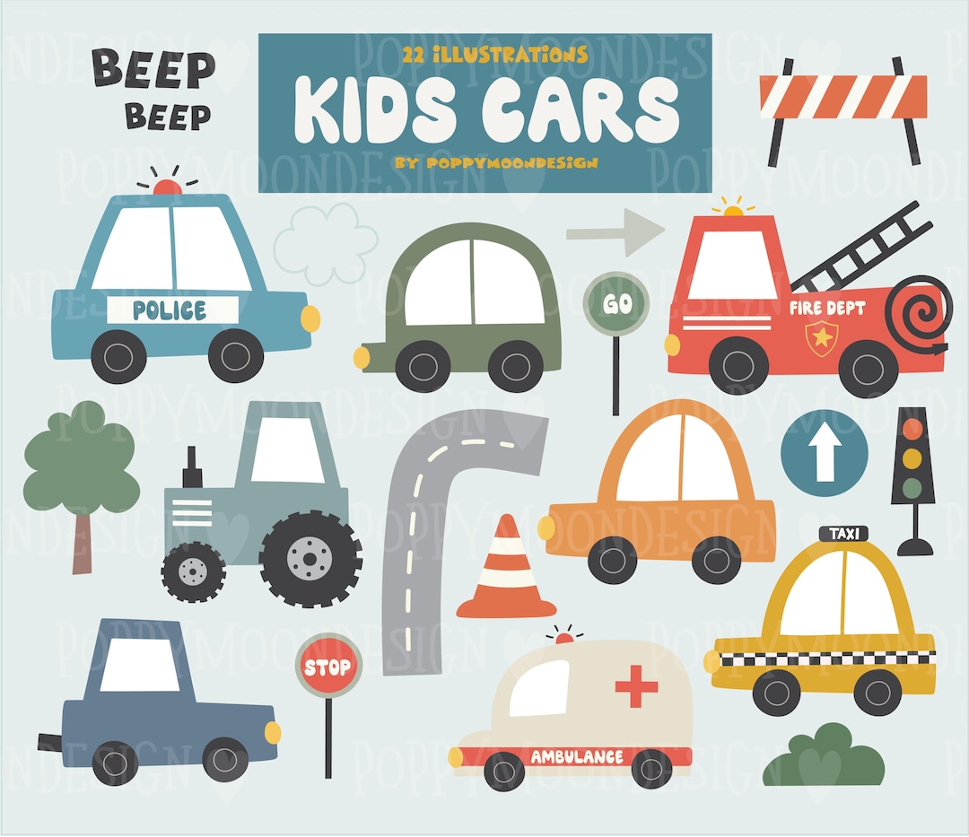 Assorted Colourful Transport Clipart Set With Emergency Vehicles and ...
