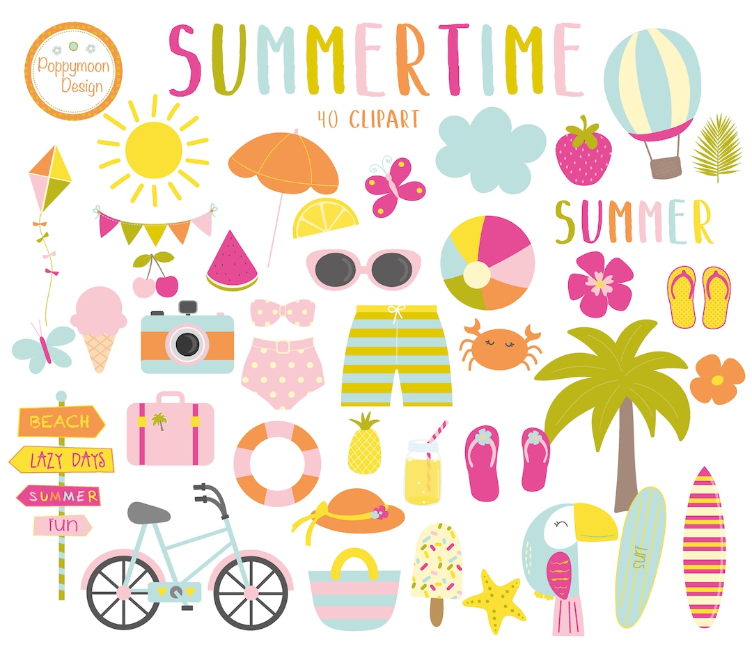 Summertime, Beach, Digital Printable Clipart - Etsy