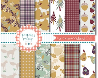 Autumn Woodland Printable Digital Paper Pack | Etsy