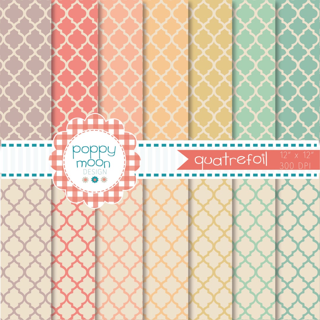 Quatrefoil Vintage Colors ,printable Digital Paper Pack - Etsy